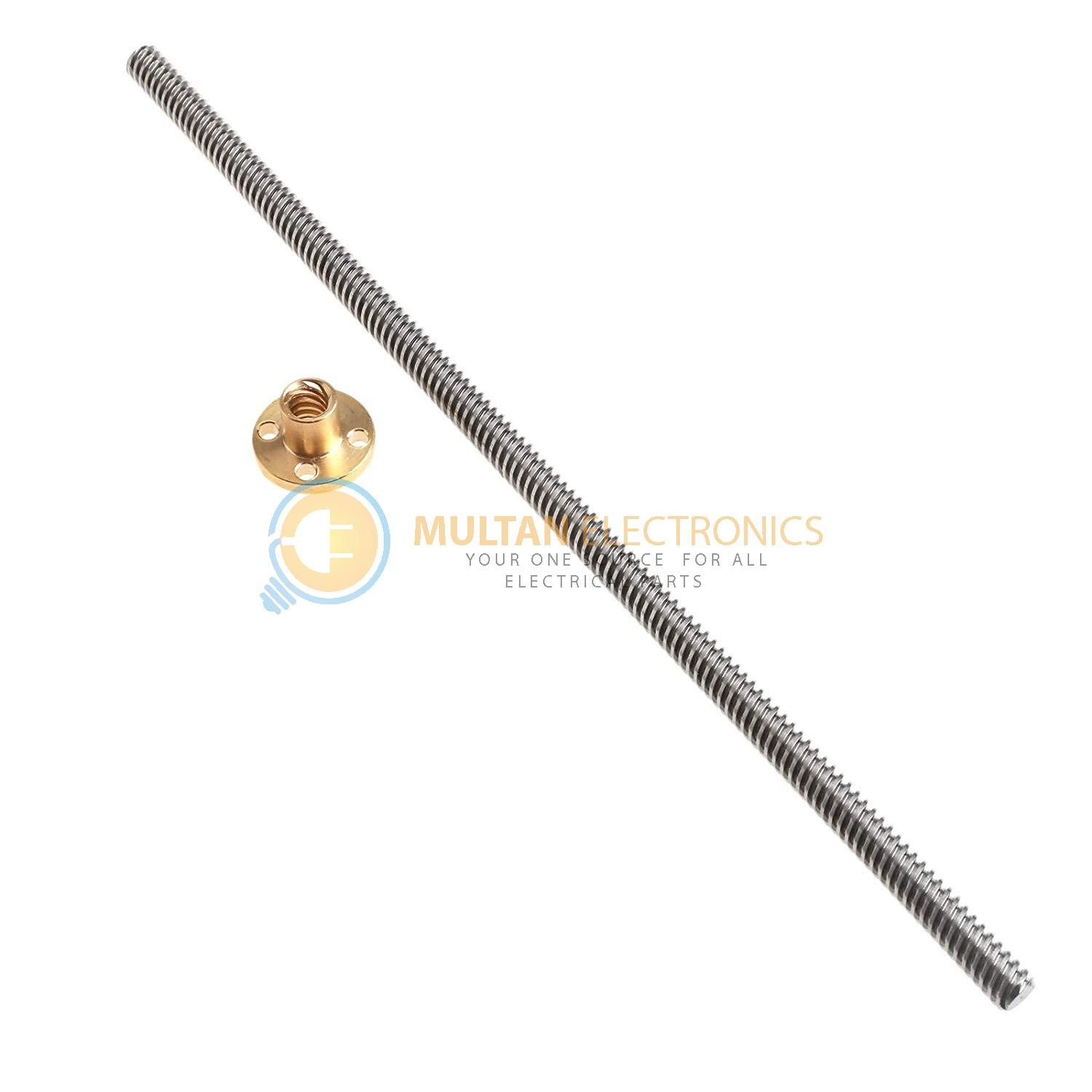 Screw Rod 3D Printer T8 8mm Lead Threaded Shaft & Brass Nut | MULTAN ...