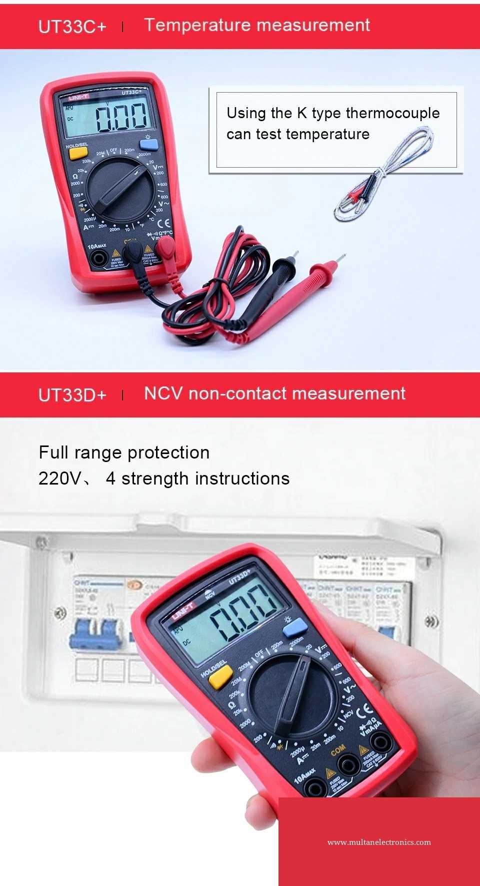 UNI-T UT33 Series Palm Size Digital Multimeters Professional Electrical Handheld Ammeter ...