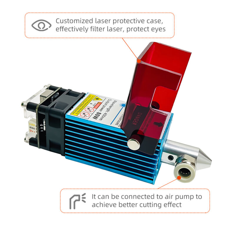 80W Laser Module with Air Assist 450nm Blue Laser Head for CNC Wood ...