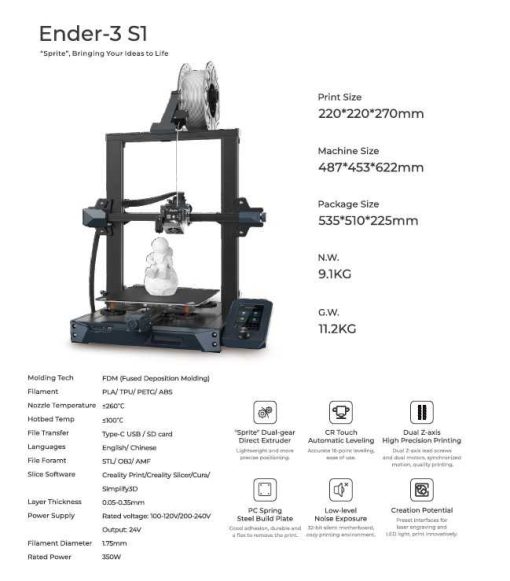 Creality Ender 3 S1 3D Printer in Pakistan | MULTAN ELECTRONICS