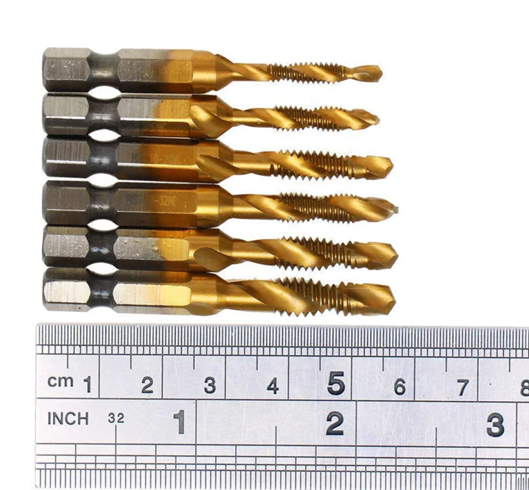 Tap Drill Bit Set Hex Shank Titanium Plated HSS Screw Thread Bit ...
